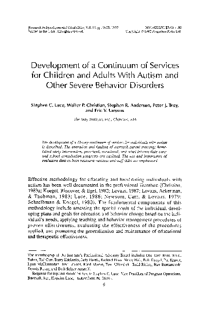 (PDF) Development of a continuum of services for children and adults ...