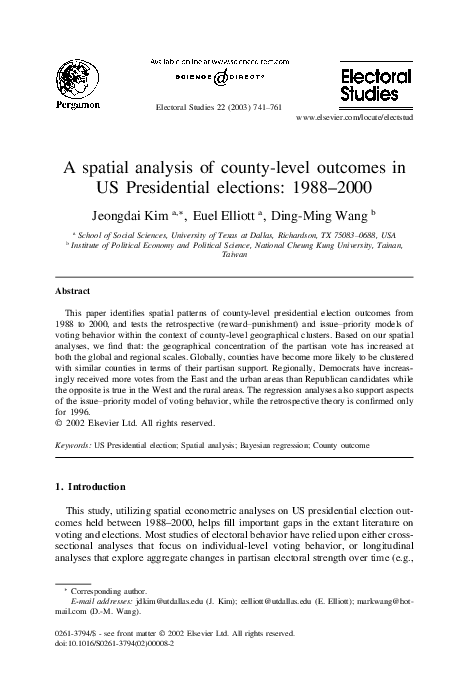 (PDF) A spatial analysis of county-level outcomes in US Presidential ...
