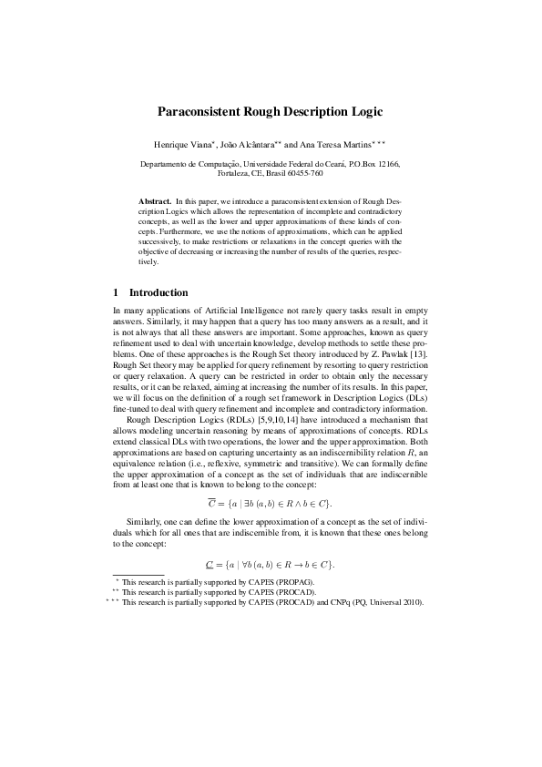 (PDF) Paraconsistent Rough Description Logic | JOAO PEDRO ALCANTARA - Academia.edu