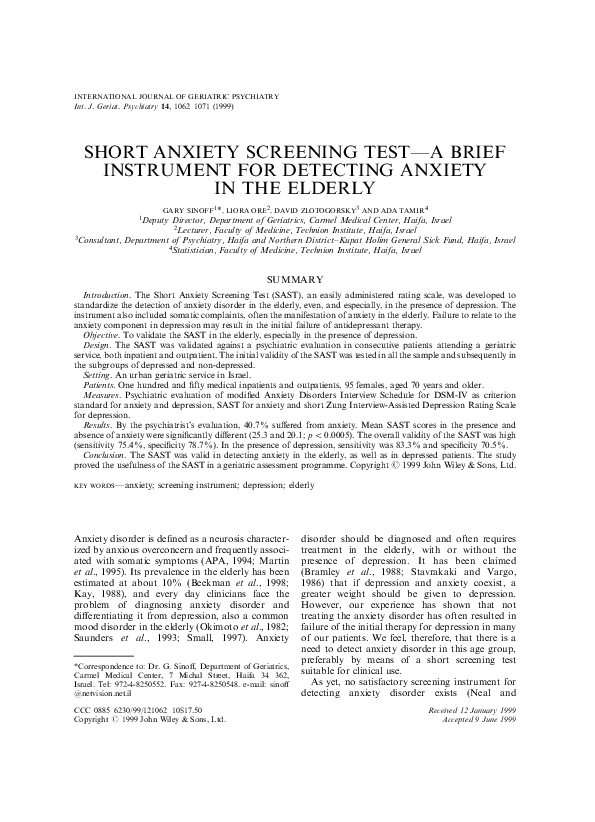 (PDF) Short anxiety screening test—a brief instrument for detecting ...