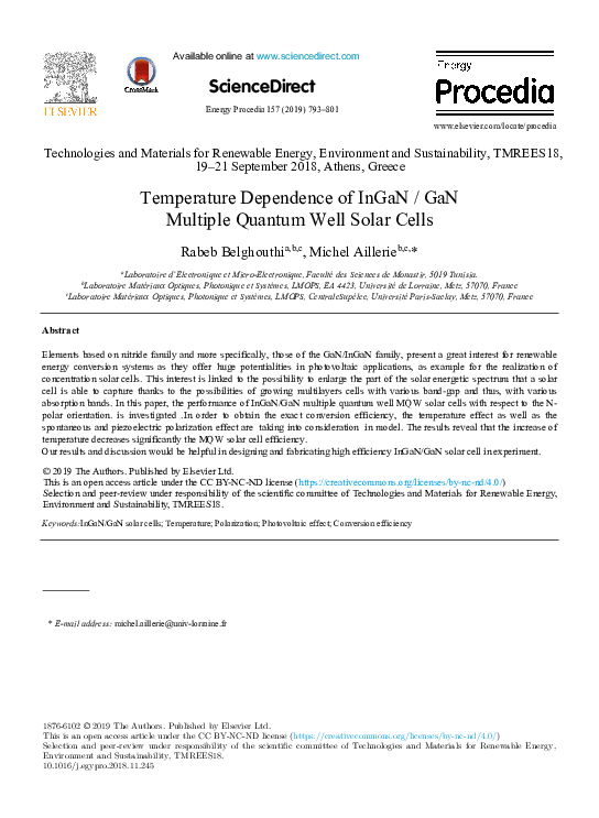 (PDF) Temperature dependence of InGaN/GaN multiple quantum well based ...