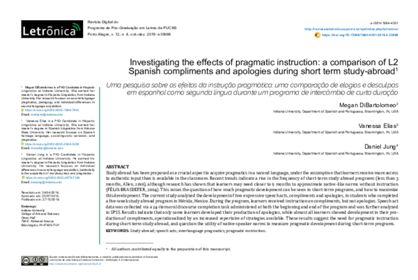 (PDF) Investigating the effects of pragmatic instruction: a comparison of L2 Spanish compliments ...