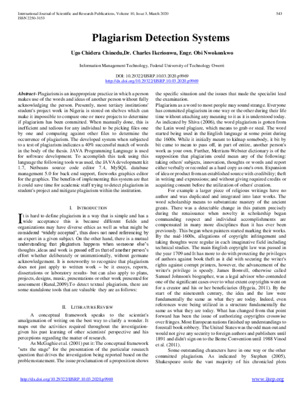 (PDF) Plagiarism Detection Systems
