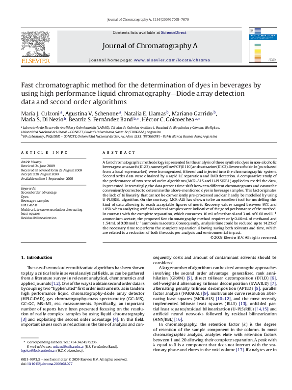 (PDF) Fast chromatographic method for the determination of dyes in beverages by using high ...