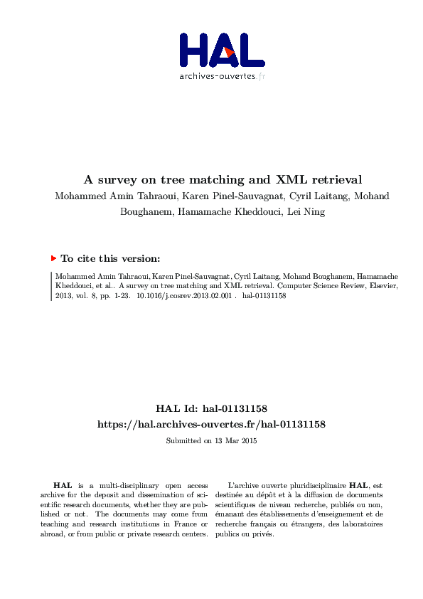(PDF) A survey on tree matching and XML retrieval