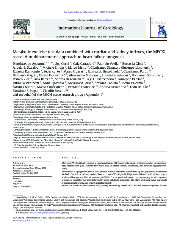 (PDF) Metabolic exercise test data combined with cardiac and kidney ...