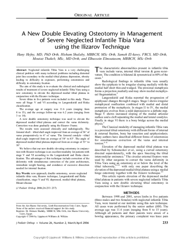 (PDF) A New Double Elevating Osteotomy in Management of Severe ...