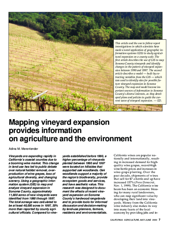 (PDF) Mapping vineyard expansion provides information on agriculture ...