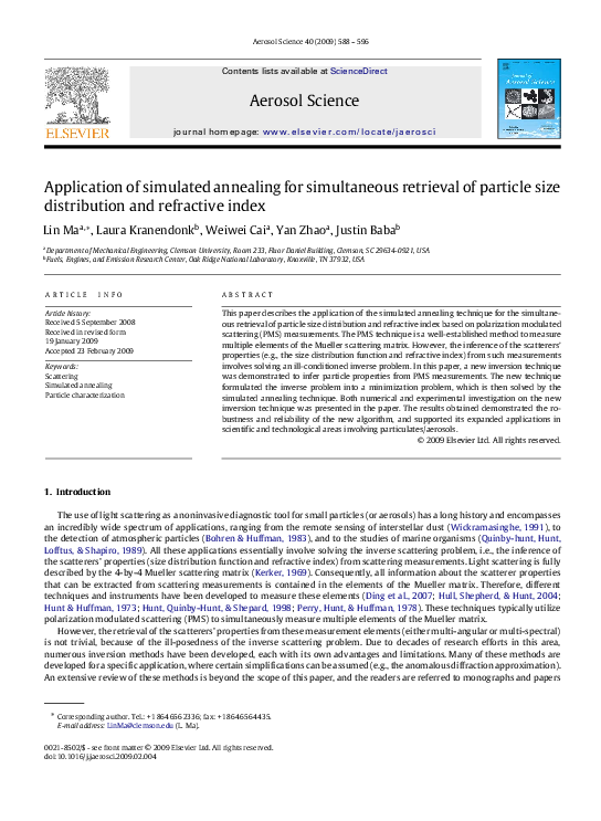 (PDF) Application of simulated annealing for simultaneous retrieval of particle size ...