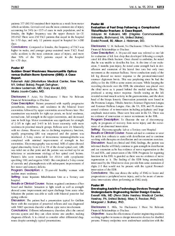 (PDF) Poster 87 Sudden Onset Weakness: Neuromyelitis Optica versus ...