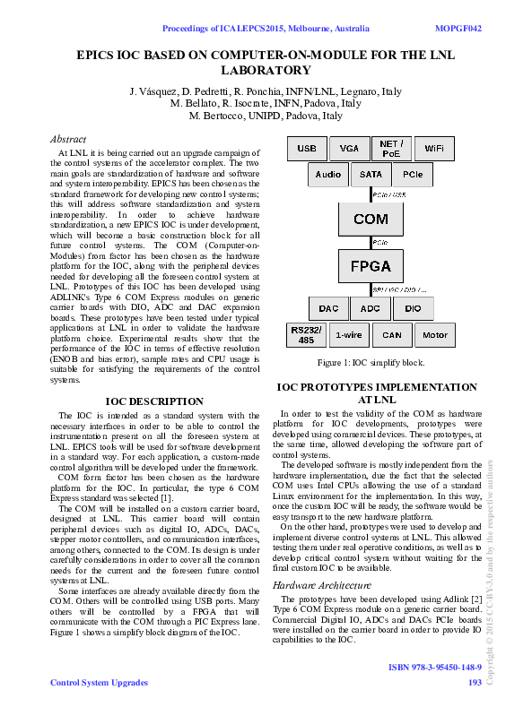 (PDF) EPICS IOC Based on Computer-On-Module for the LNL Laboratory