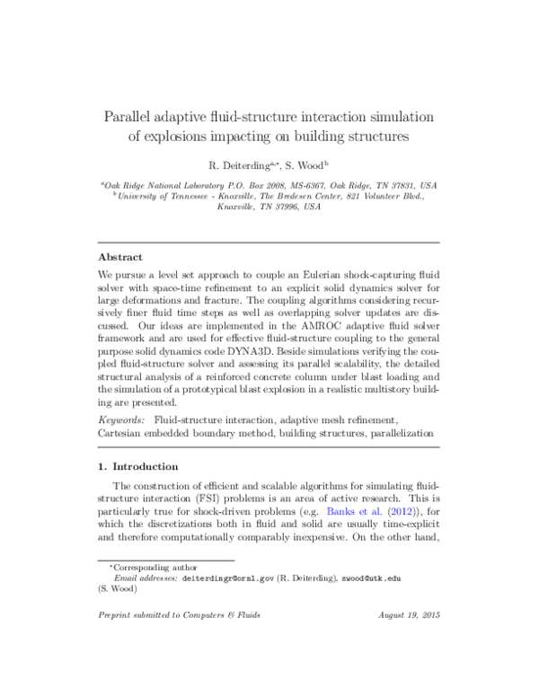 Pdf Parallel Adaptive Fluidstructure Interaction Simulation Of