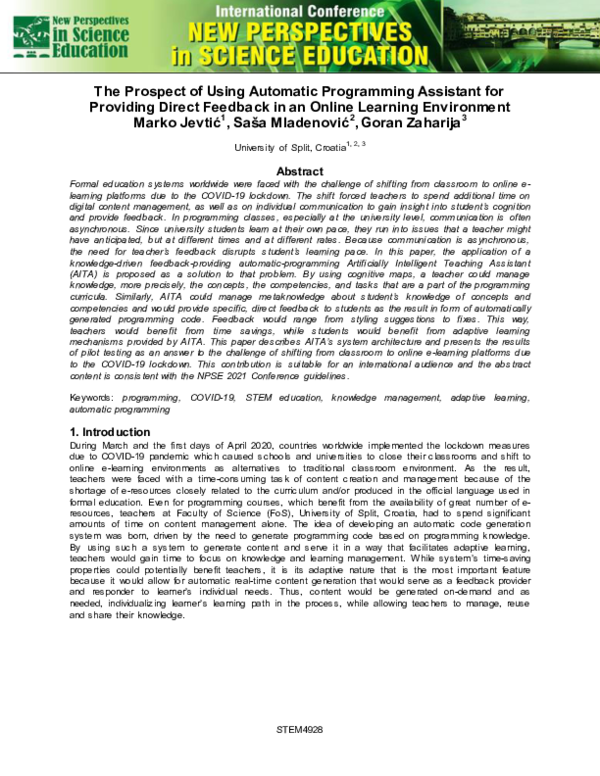 (PDF) The Prospect of Using Automatic Programming Assistant for Providing Direct Feedback in an ...