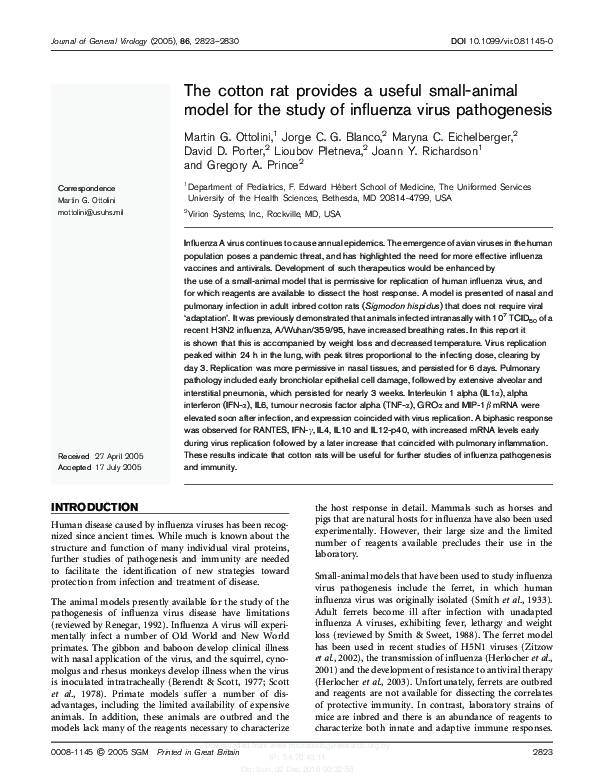 (PDF) The cotton rat provides a useful small-animal model for the study ...