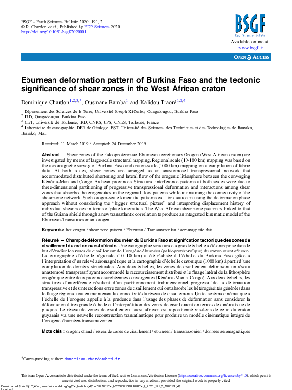 (PDF) Eburnean deformation pattern of Burkina Faso and the tectonic ...