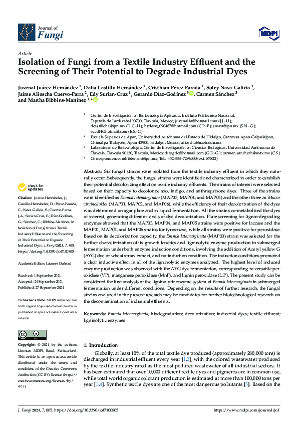 (PDF) Isolation of Fungi from a Textile Industry Effluent and the ...