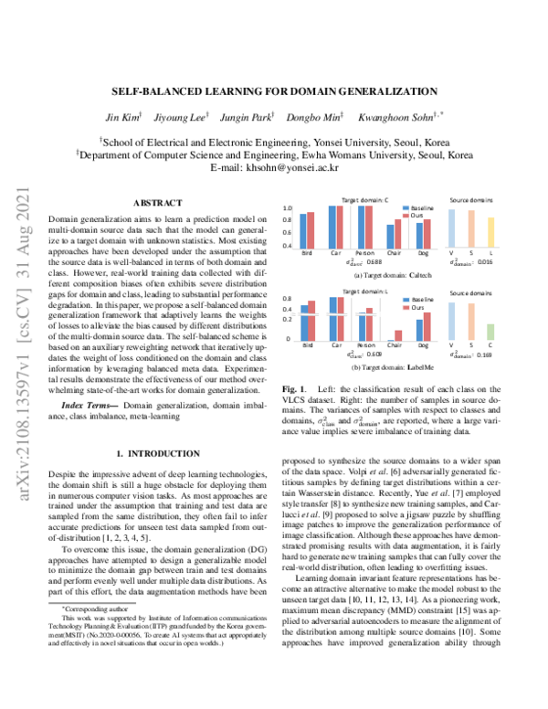 (PDF) Self-Balanced Learning for Domain Generalization