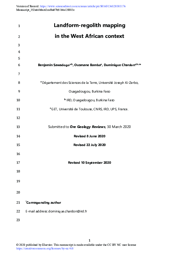 (PDF) Landform-regolith mapping in the West African context