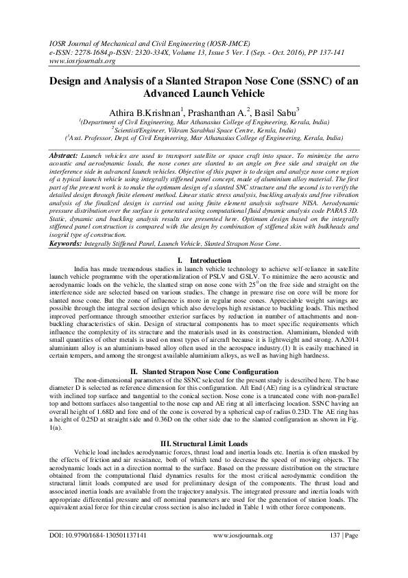 (PDF) Design and Analysis of a Slanted Strapon Nose Cone (SSNC) of an ...