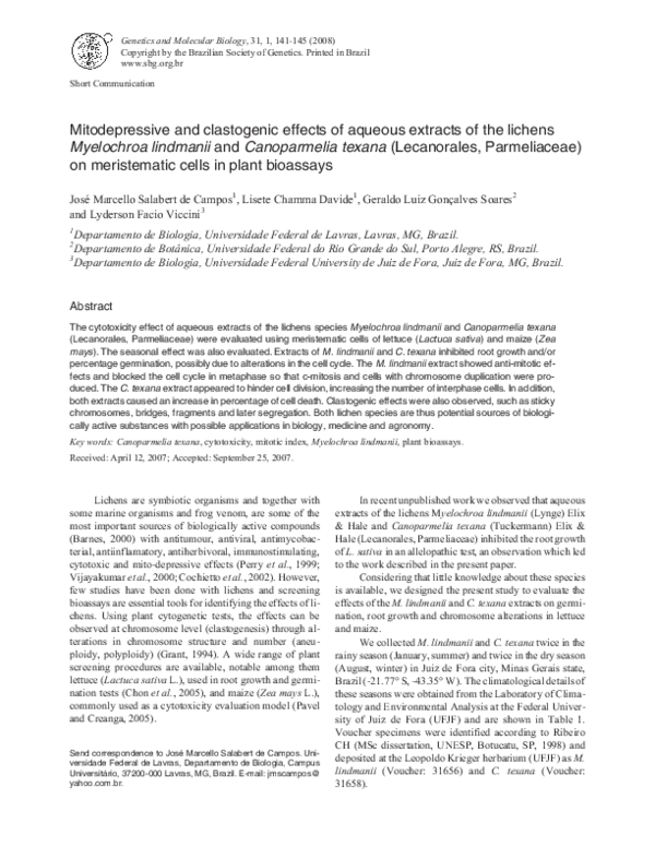 (PDF) Mitodepressive and clastogenic effects of aqueous extracts of the ...