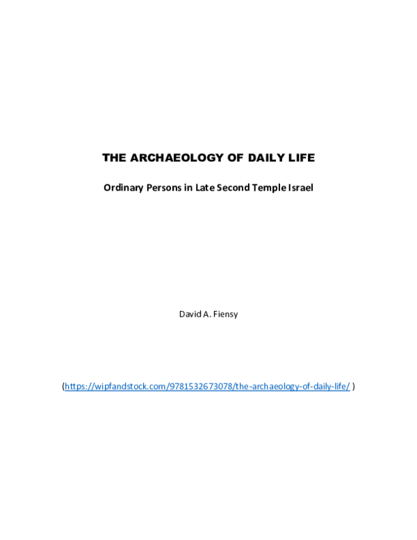 (PDF) THE ARCHAEOLOGY OF DAILY LIFE-Introduction