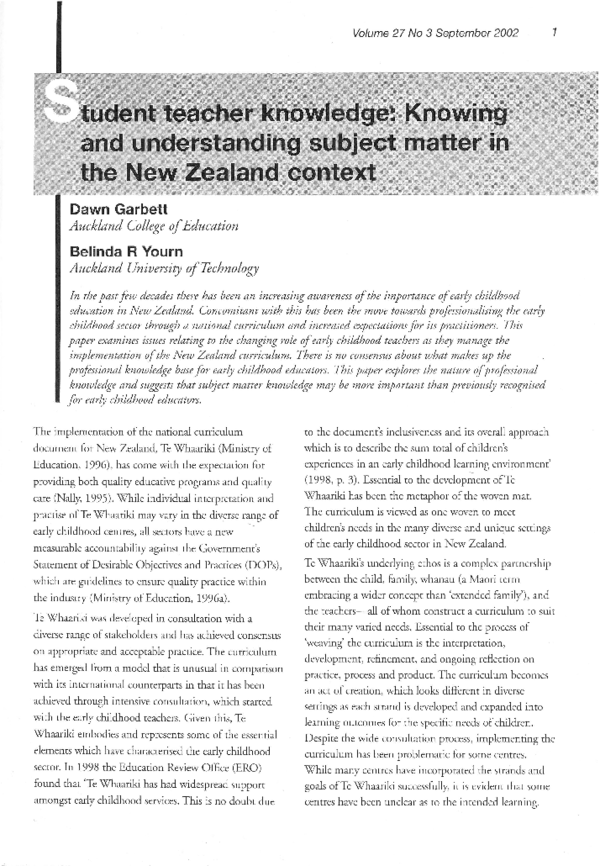 (PDF) Student Teacher Knowledge: Knowing and Understanding Subject ...