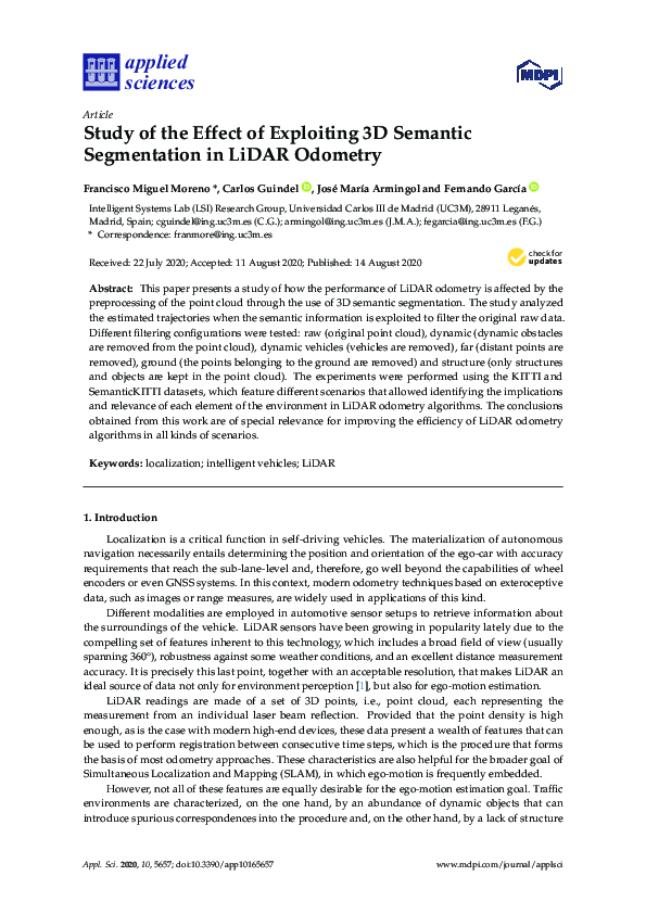 (PDF) Study of the Effect of Exploiting 3D Semantic Segmentation in LiDAR Odometry
