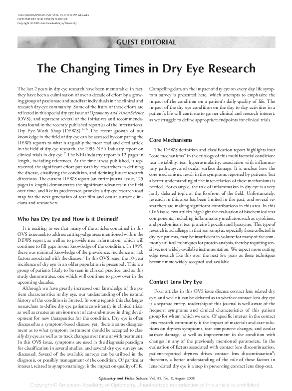(PDF) The Changing Times in Dry Eye Research