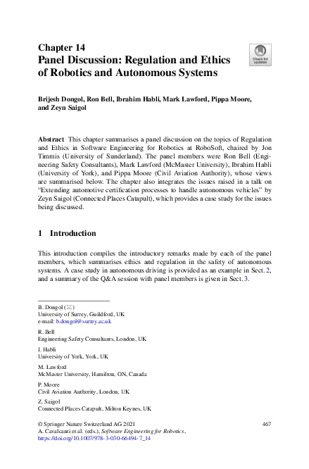 (PDF) Panel Discussion: Regulation and Ethics of Robotics and Autonomous Systems | Mark Lawford ...