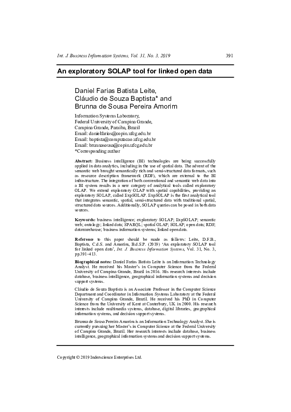 (PDF) An exploratory SOLAP tool for linked open data