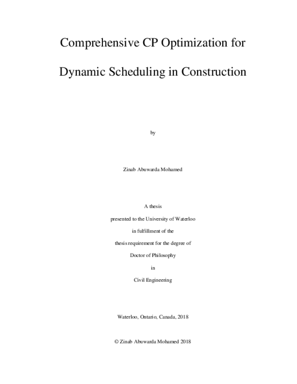 Pdf Comprehensive Cp Optimization For Dynamic Scheduling In
