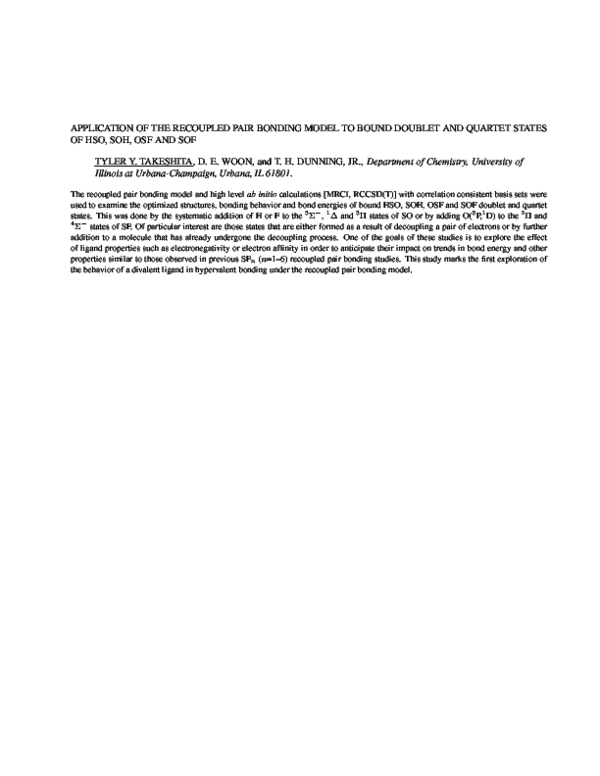 (PDF) Application of the Recoupled Pair Bonding Model to Bound Doublet ...