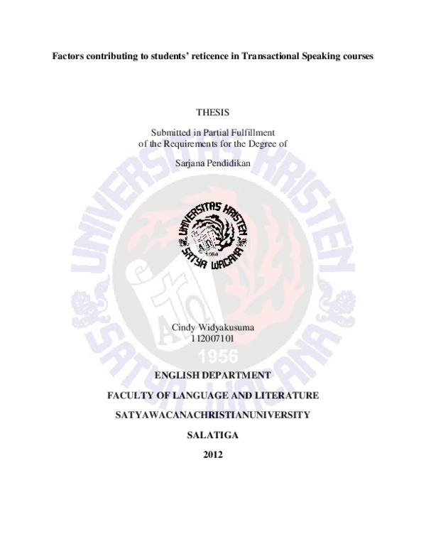 (PDF) Factors contributing to students' reticence in Transactional ...