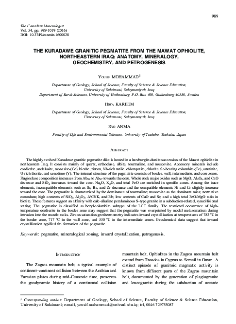 (PDF) The Kuradawe Granitic Pegmatite From the Mawat Ophiolite ...