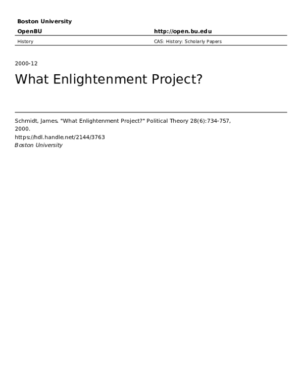 (PDF) What Enlightenment Project?