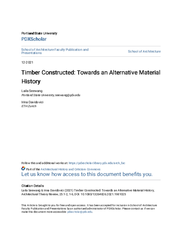 (PDF) Timber Constructed: Towards an Alternative Material History