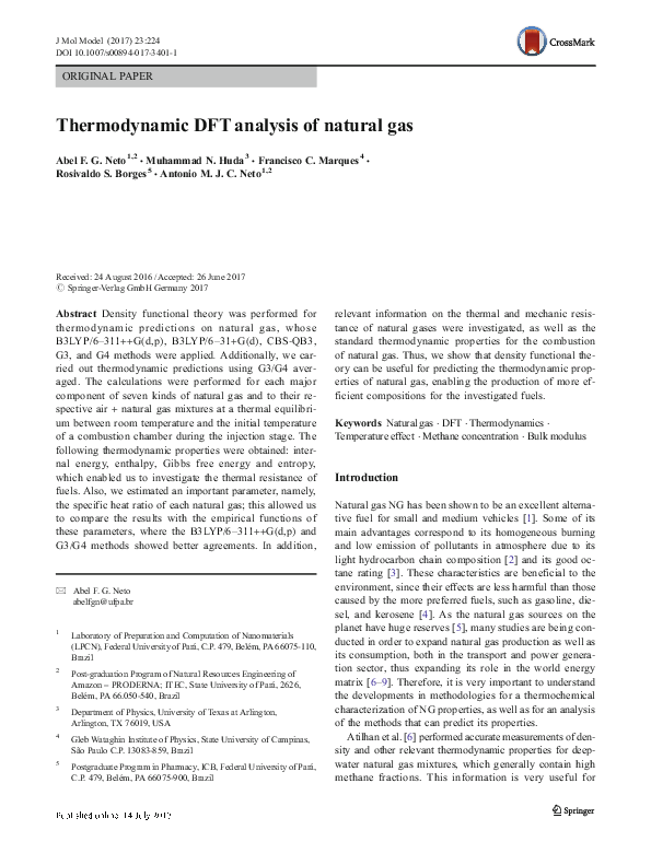 (PDF) Thermodynamic DFT analysis of natural gas