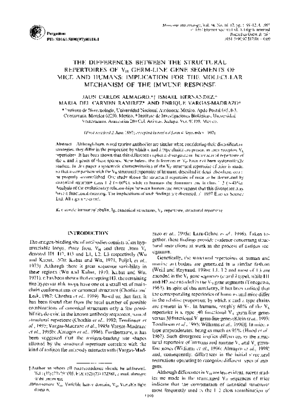 (PDF) The differences between the structural repertoires of VH germ ...