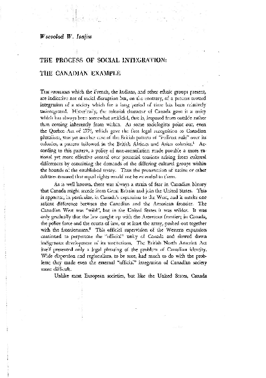(PDF) The Process of Social Integration: The Canadian Example