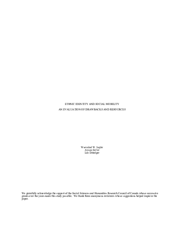 (PDF) Ethnic Identity and Social Mobility: A Test of the "Drawback Model