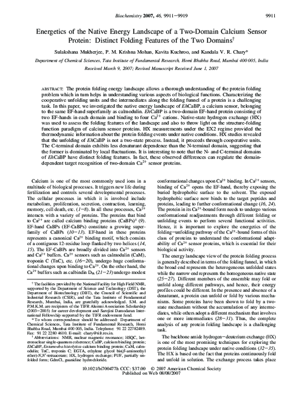 (PDF) Energetics of the Native Energy Landscape of a Two-Domain Calcium ...