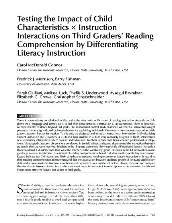 (PDF) Testing the Impact of Child Characteristics × Instruction ...