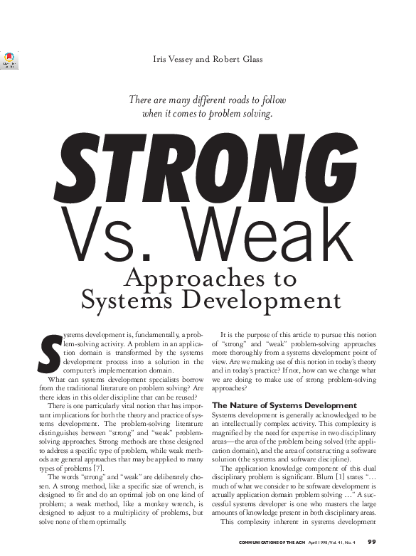 (PDF) Strong vs. weak approaches to systems development