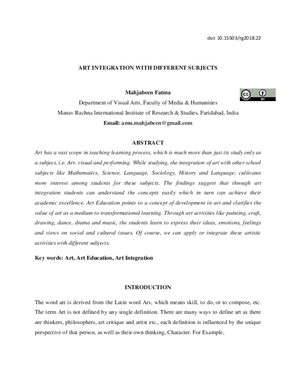 (PDF) Art Integration with Different Subjects