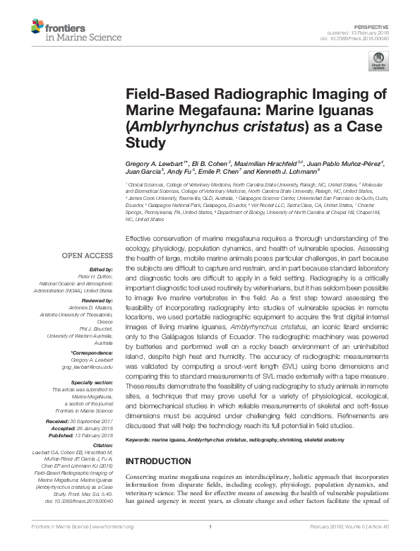 (PDF) Field-Based Radiographic Imaging of Marine Megafauna: Marine ...