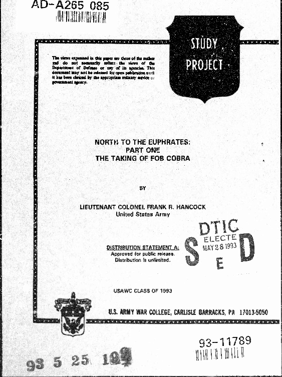 (PDF) North to the Euphrates: Part 1. The Taking of FOB Cobra | Frank ...