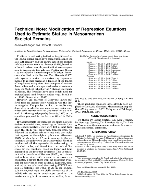 (PDF) Technical note: Modification of regression equations used to ...