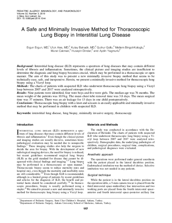 (PDF) A Safe and Minimally Invasive Method for Thoracoscopic Lung ...