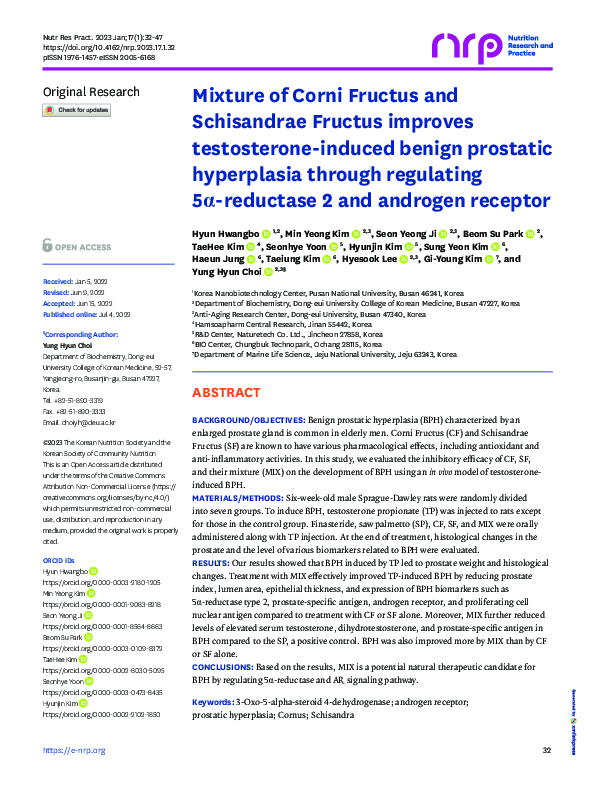 (PDF) Mixture of Corni Fructus and Schisandrae Fructus improves ...