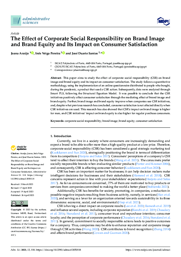 (PDF) The Effect of Corporate Social Responsibility on Brand Image and Brand Equity and Its ...